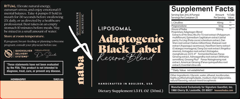 Quicksilver Scientific Adaptogenic Black Label Reserve Blend ...